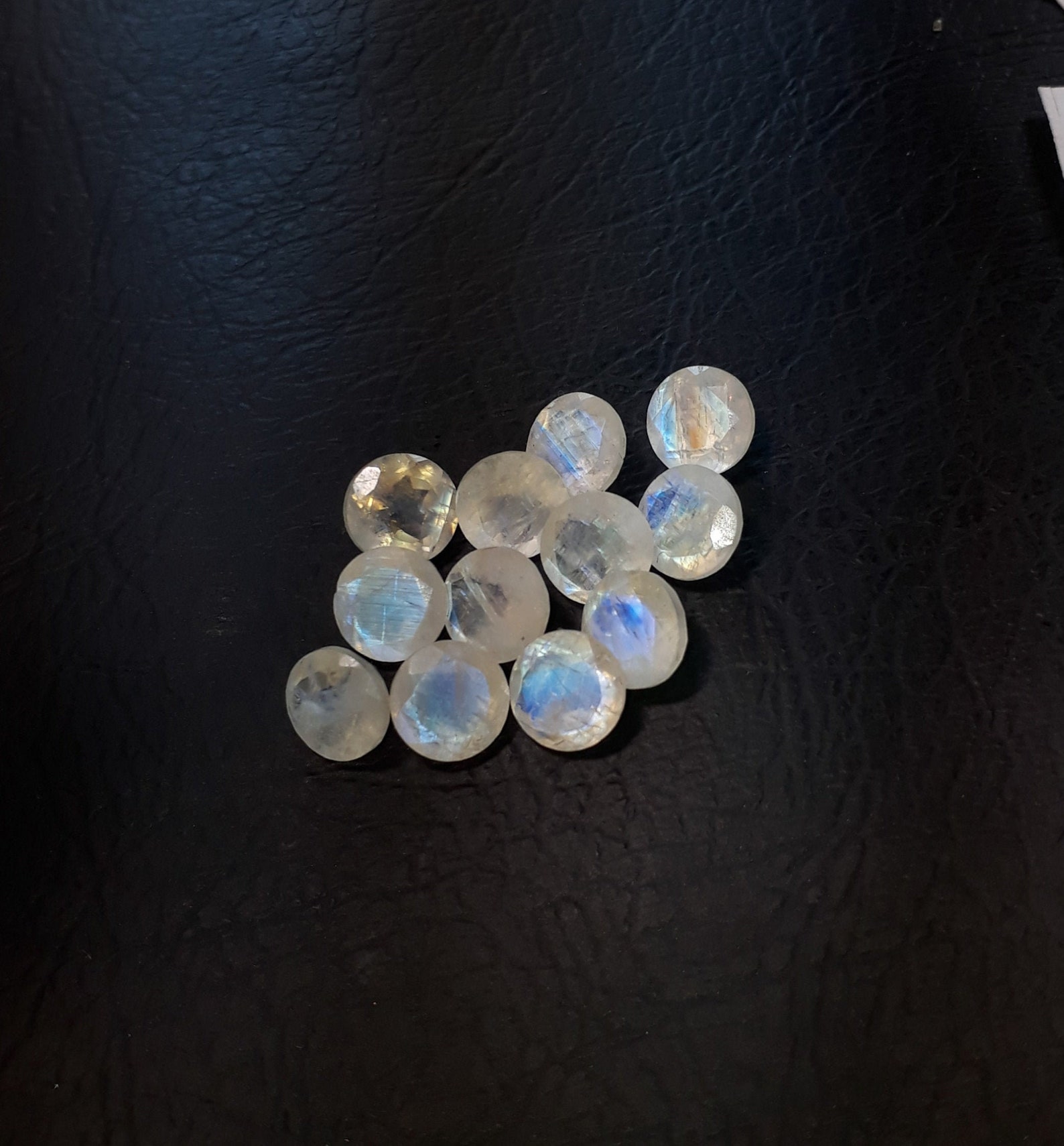 5 Pics Lot, Faceted Rainbow Moonstone Gemstone, Round Shape, Size 7x7 ...