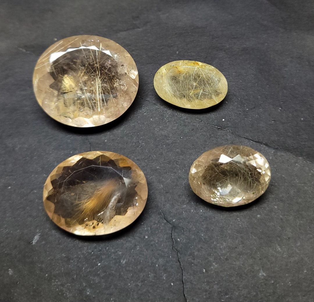 1 Pecs,faceted Natural Rare Golden Rutile Quartz Gemstone, Oval Shape ...
