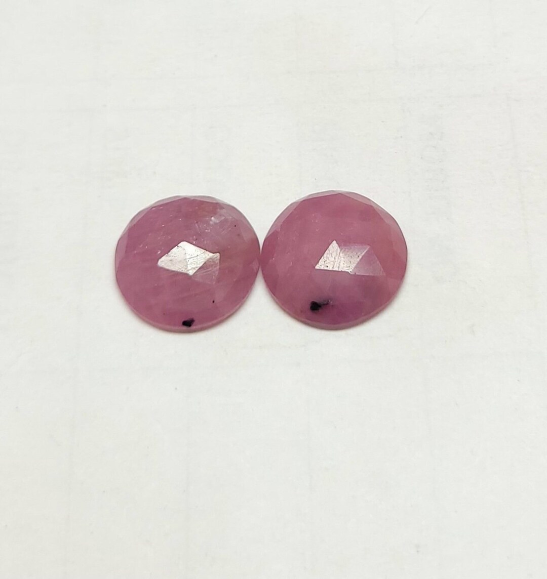 Natural Ruby Rose Cut Cabochons: 14 Ct Round Gemstones, 13x13x4 Mm (1 ...