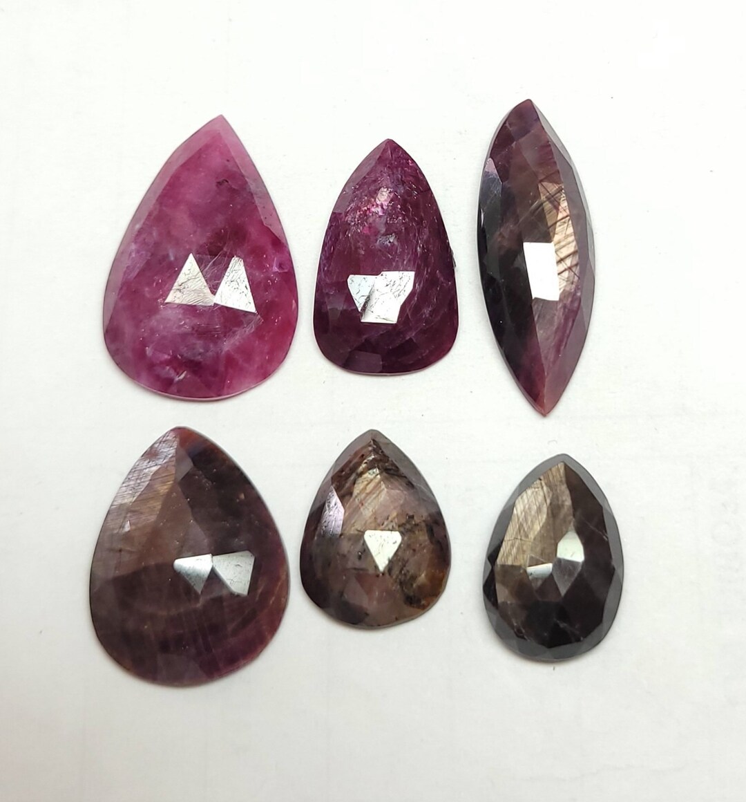 1 Pecs, 100% Natural Ruby Gemstone, Ruby Rose Cut Cabochon, Shape Mix ...