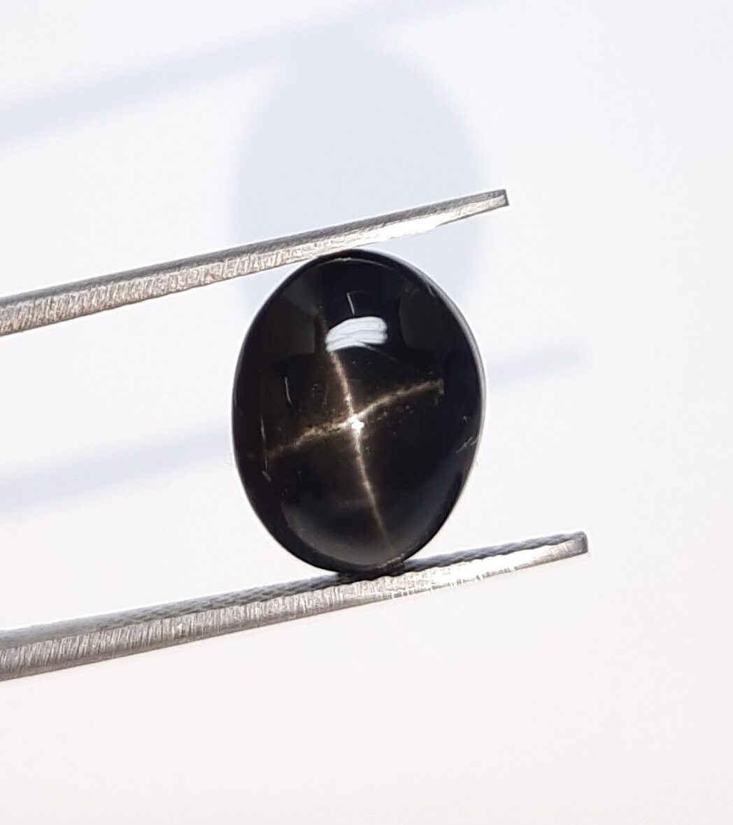 Natural Black Star Gemstone, 4 Ray Black Star Sapphire, Smooth Cabochon ...