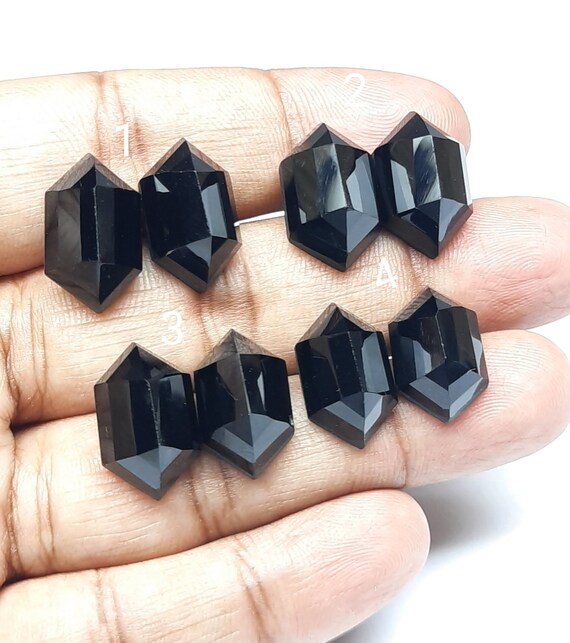 1 par piedra preciosa de ónix negro forma de hexágono de | Etsy