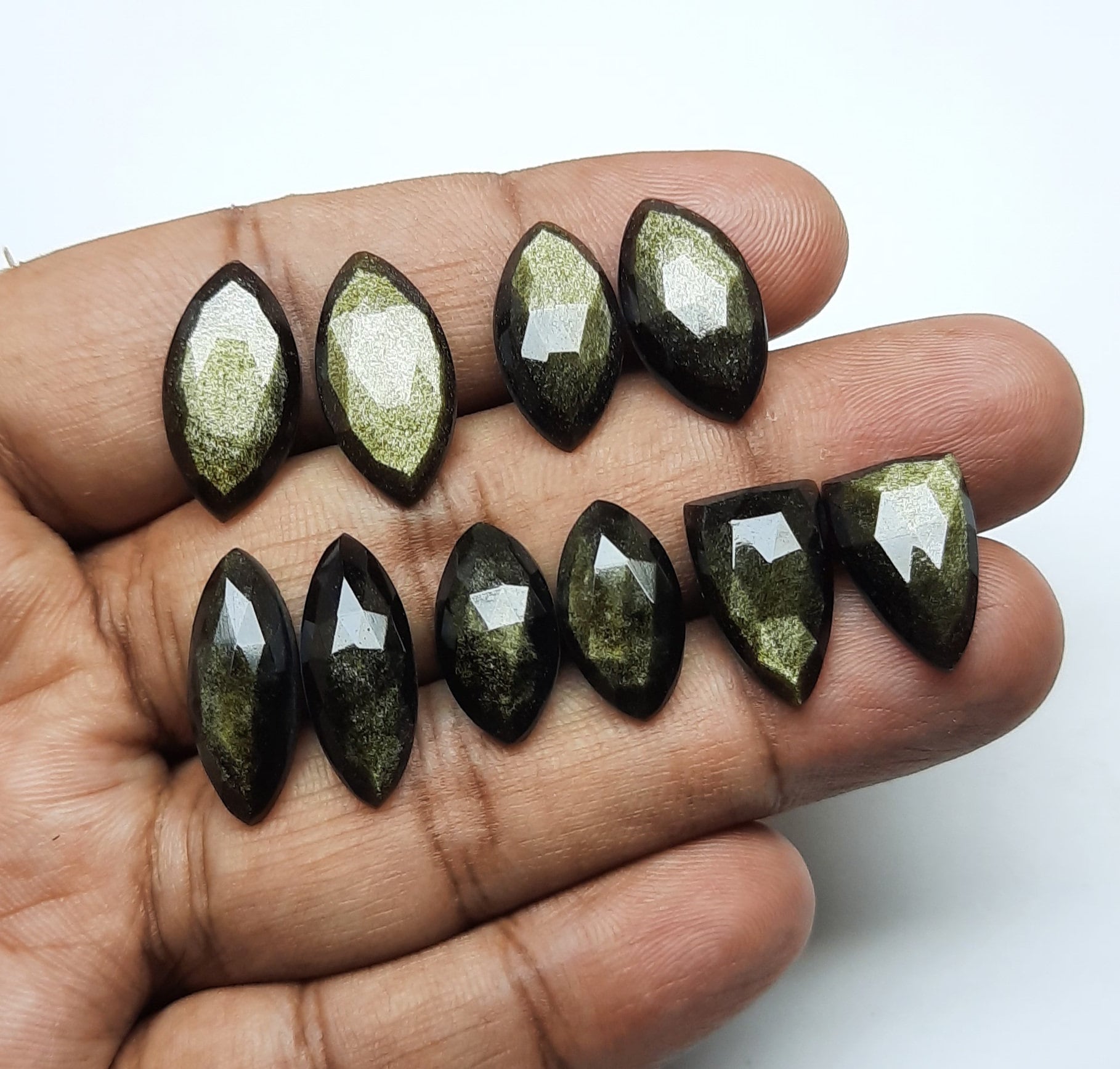 Golden Sheen Obsidian Gemstone Pair: Rose Cut Cabochons - Etsy UK