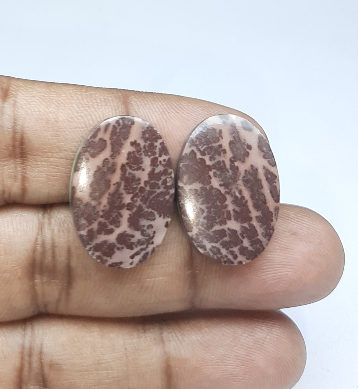 1 pair Natural Coffee Bean Jasper gemstone Coffee Bean smooth | Etsy