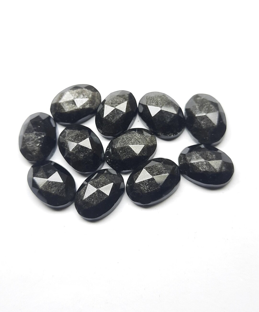5 Silver Sheen Obsidian Gemstones: Oval Rose Cut Cabochons - Etsy