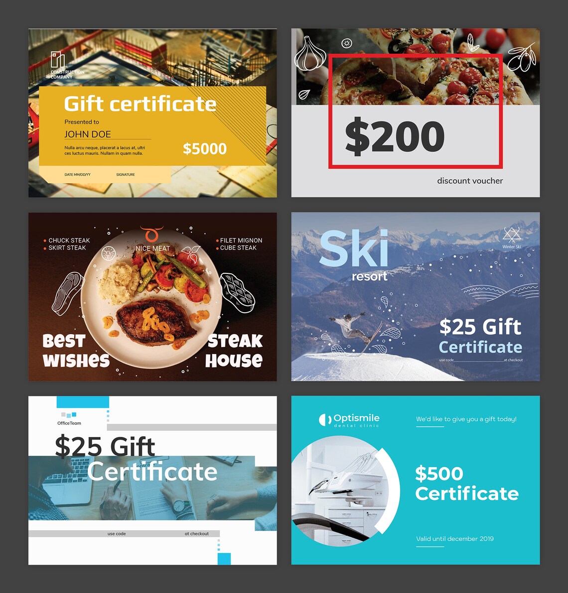 Gift Certificate Template Bundle Printable Gift Card - Etsy
