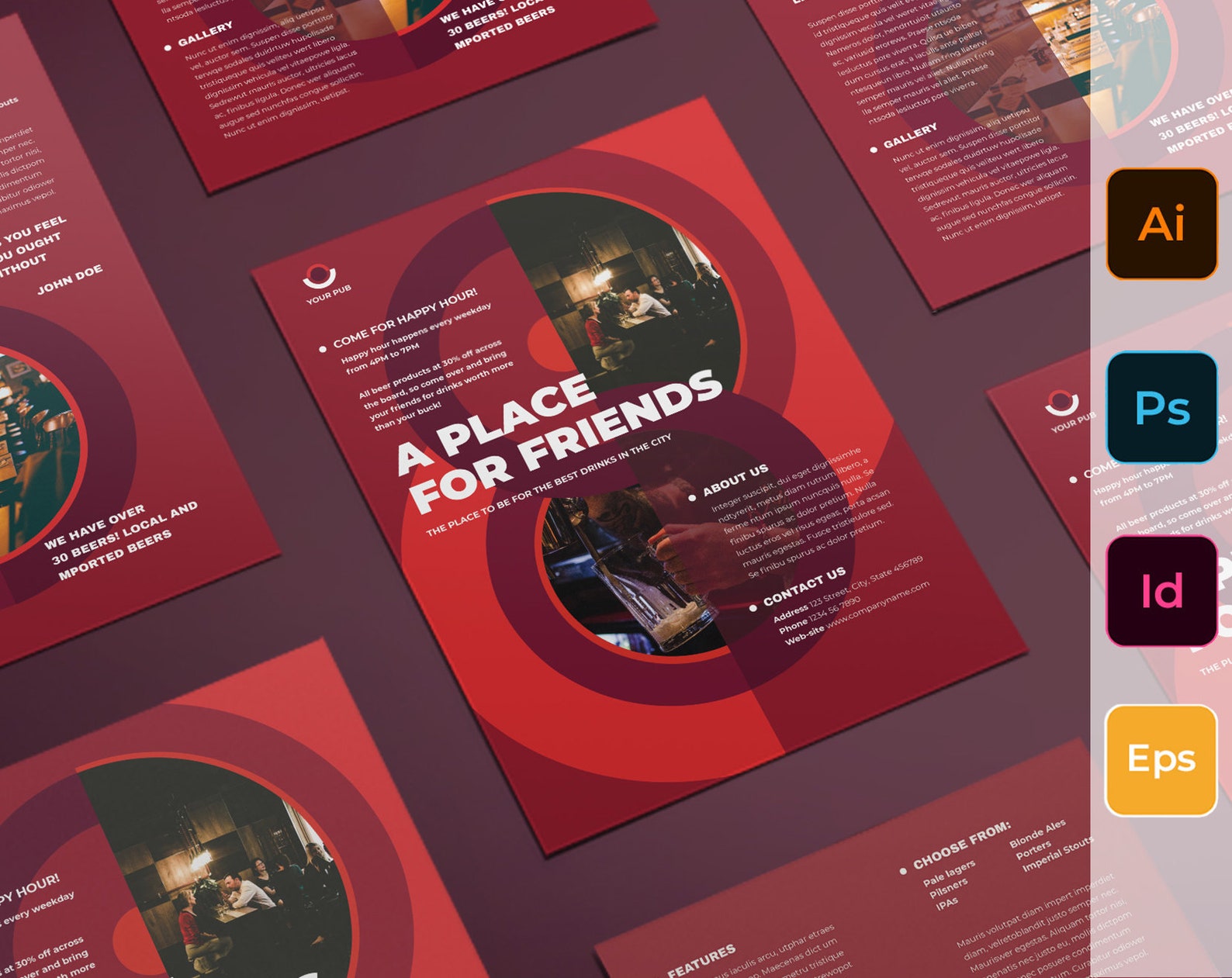 Pub Flyer Template Instant Download, Editable Design Photoshop, Vector ...