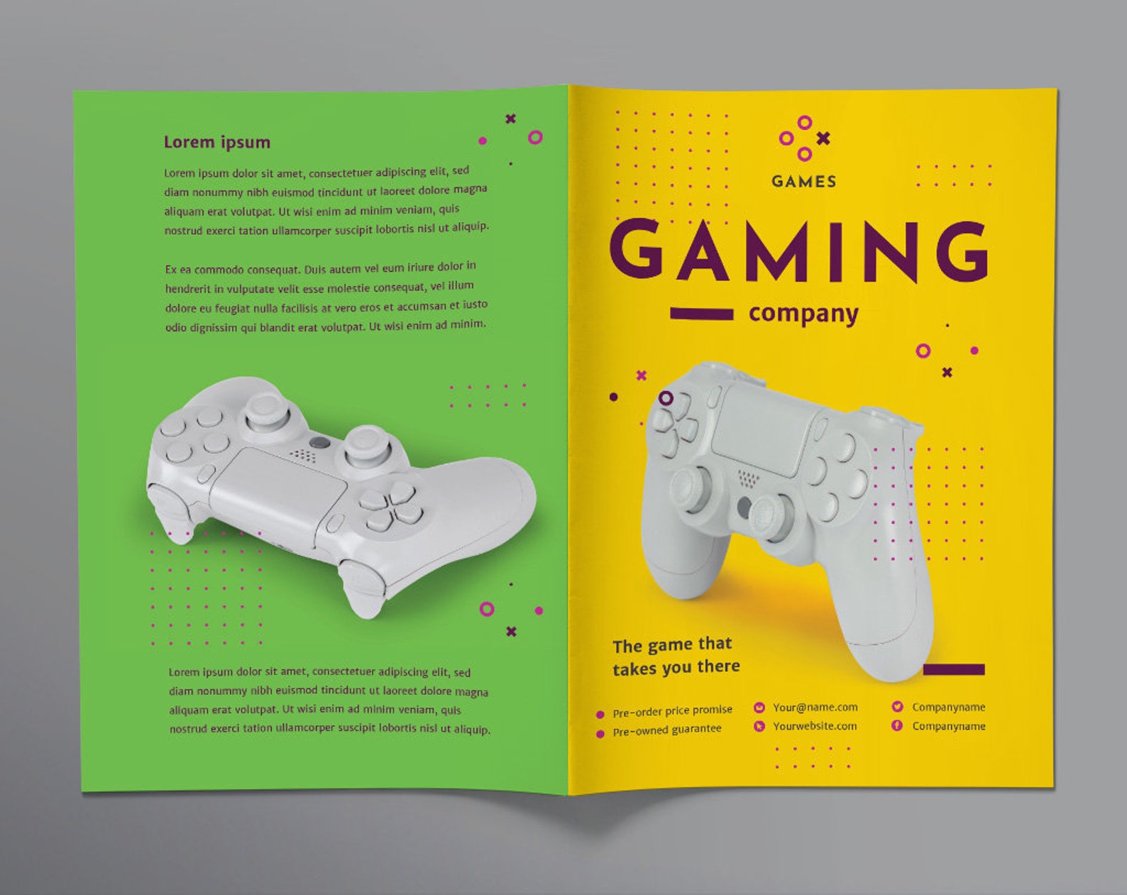 Bi-fold Brochure Template Gaming Company - Etsy