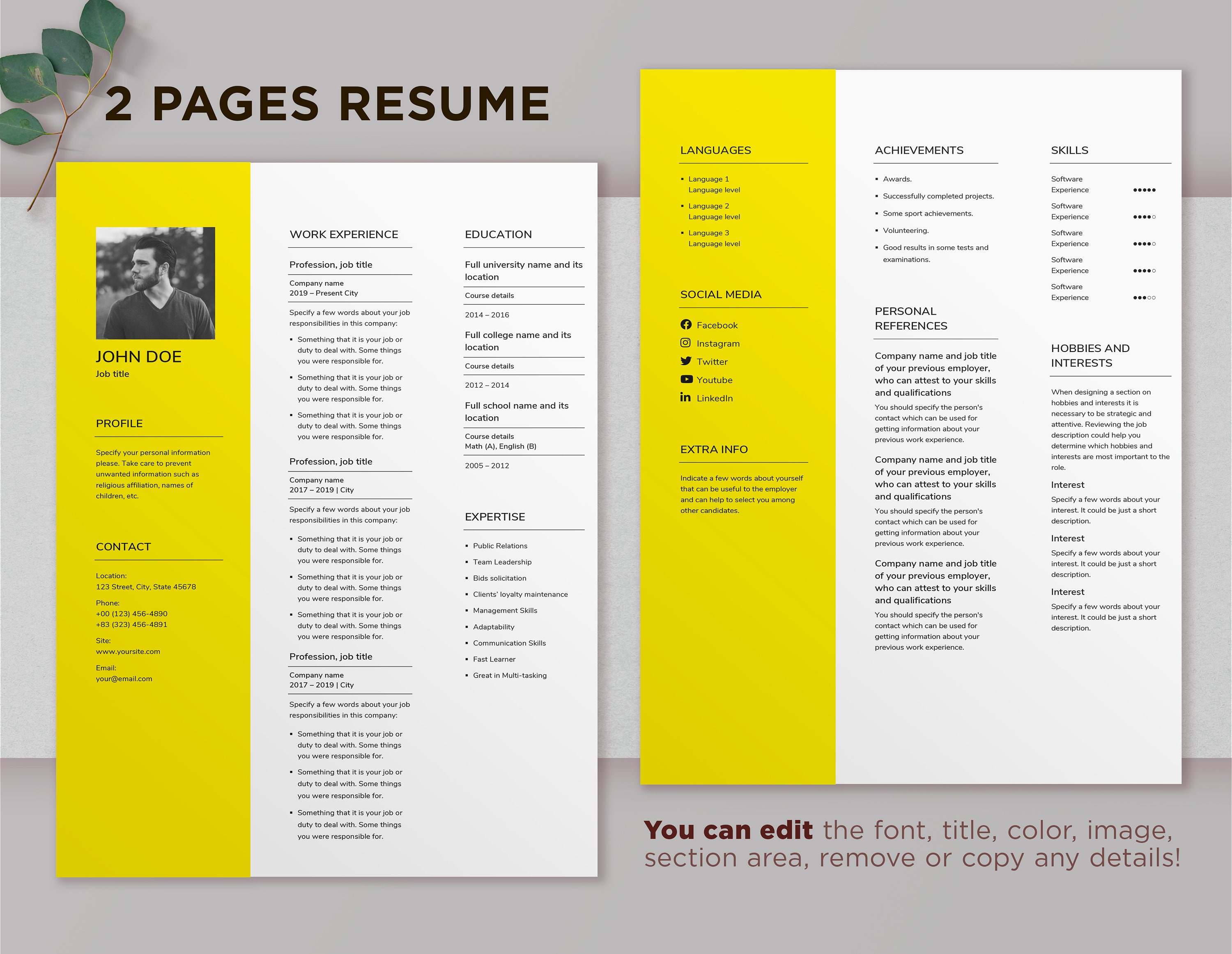 Barber Resume Template Word CV Template Professional Resume Design for ...