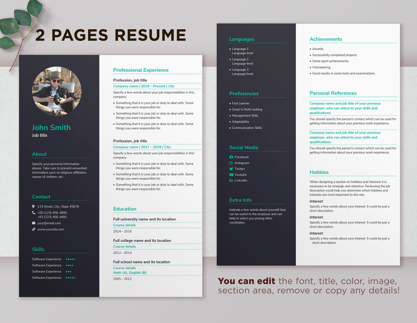 Travel Agent Resume Template Word CV Template Simple, Resume Template ...