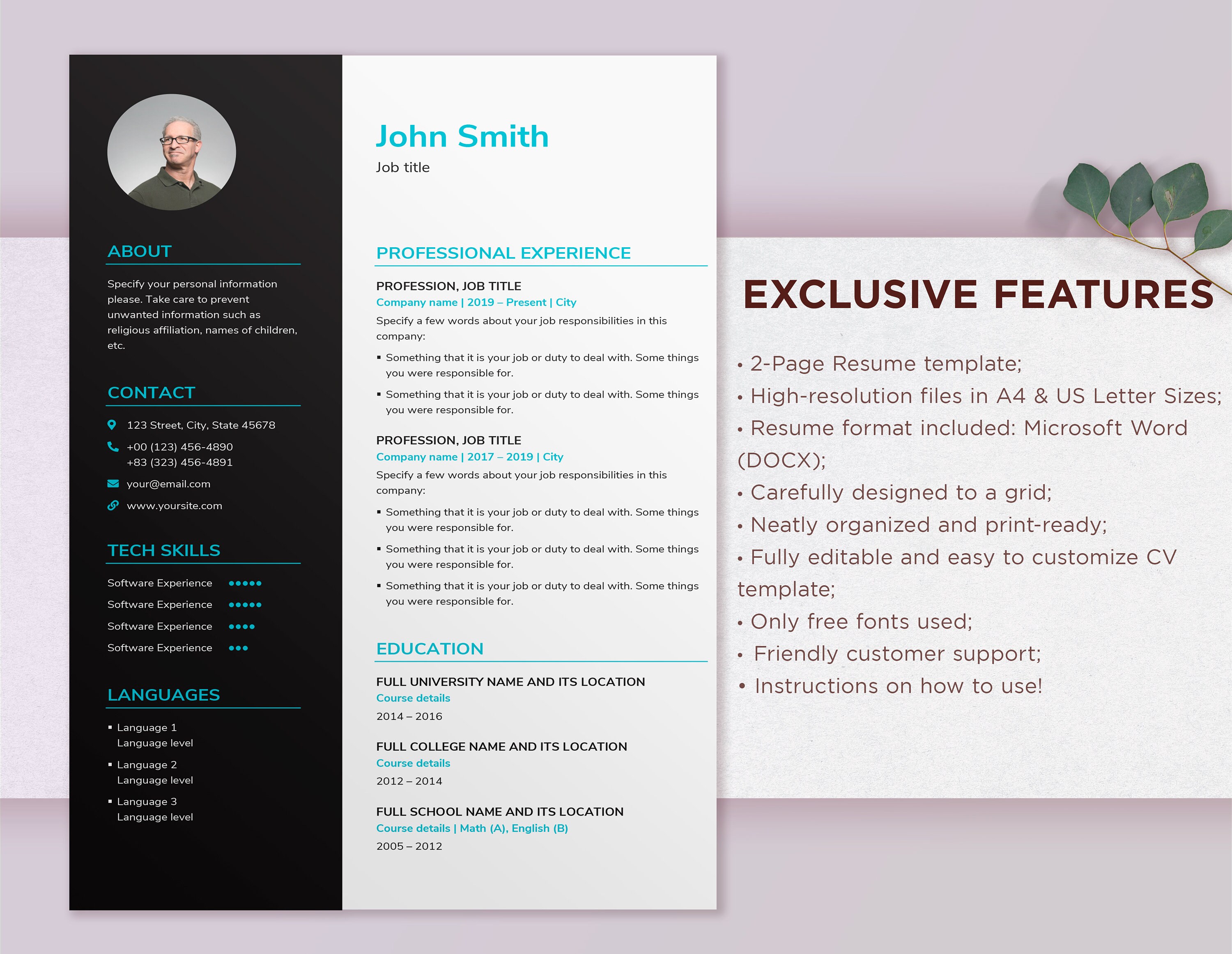 Startup Resume Template Word CV Template Simple, Resume Template ...