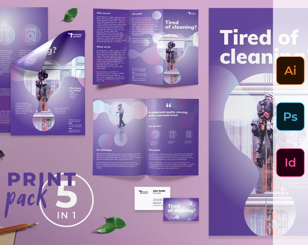 Cleaning Service Print Pack Templates Instant Download, Editable Design ...