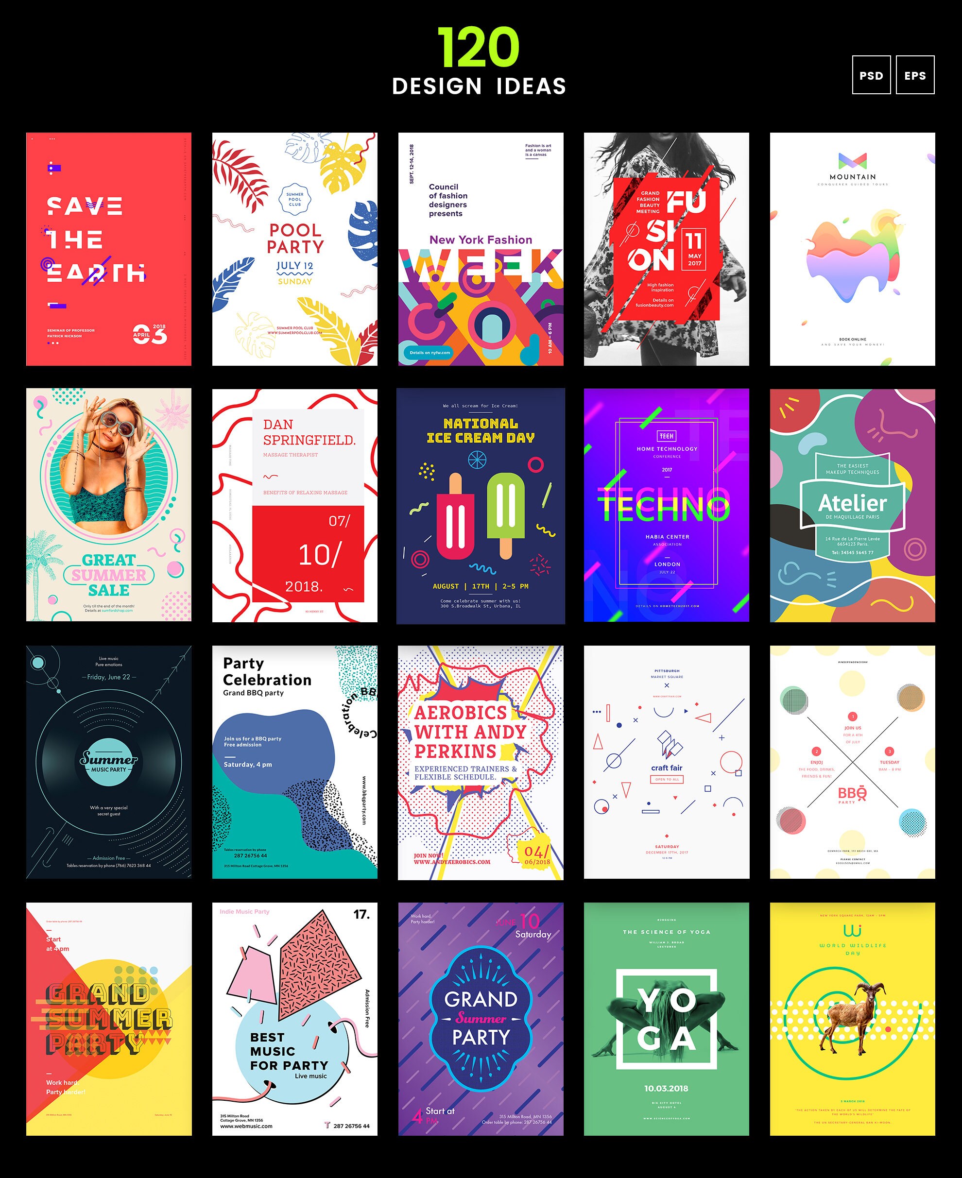 120 Custom Poster and Flyer Templates Bundle, Design Flyer, Poster ...