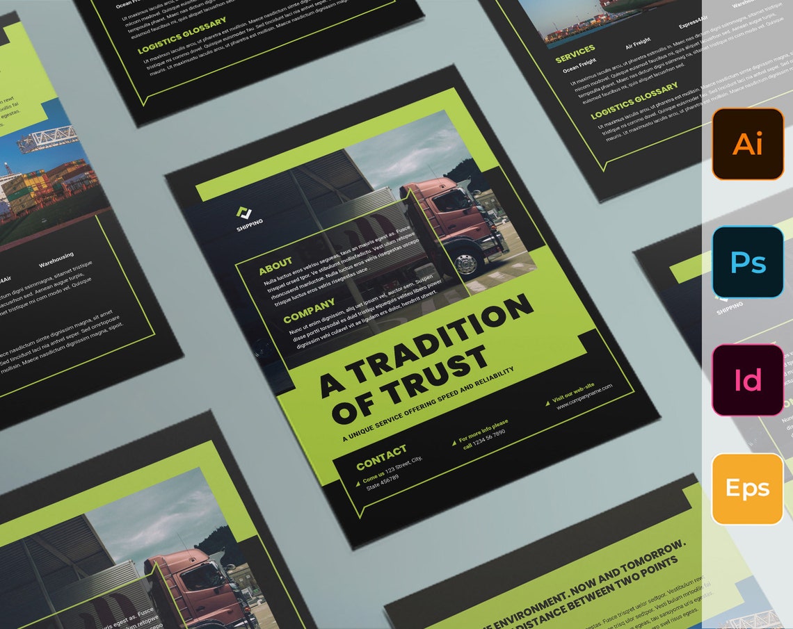 Shipping Flyer Template Digital Download, Editable Template, Minimalist ...