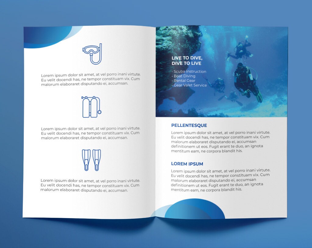 Scuba Diving School Print Pack Templates Digital Download, Editable ...