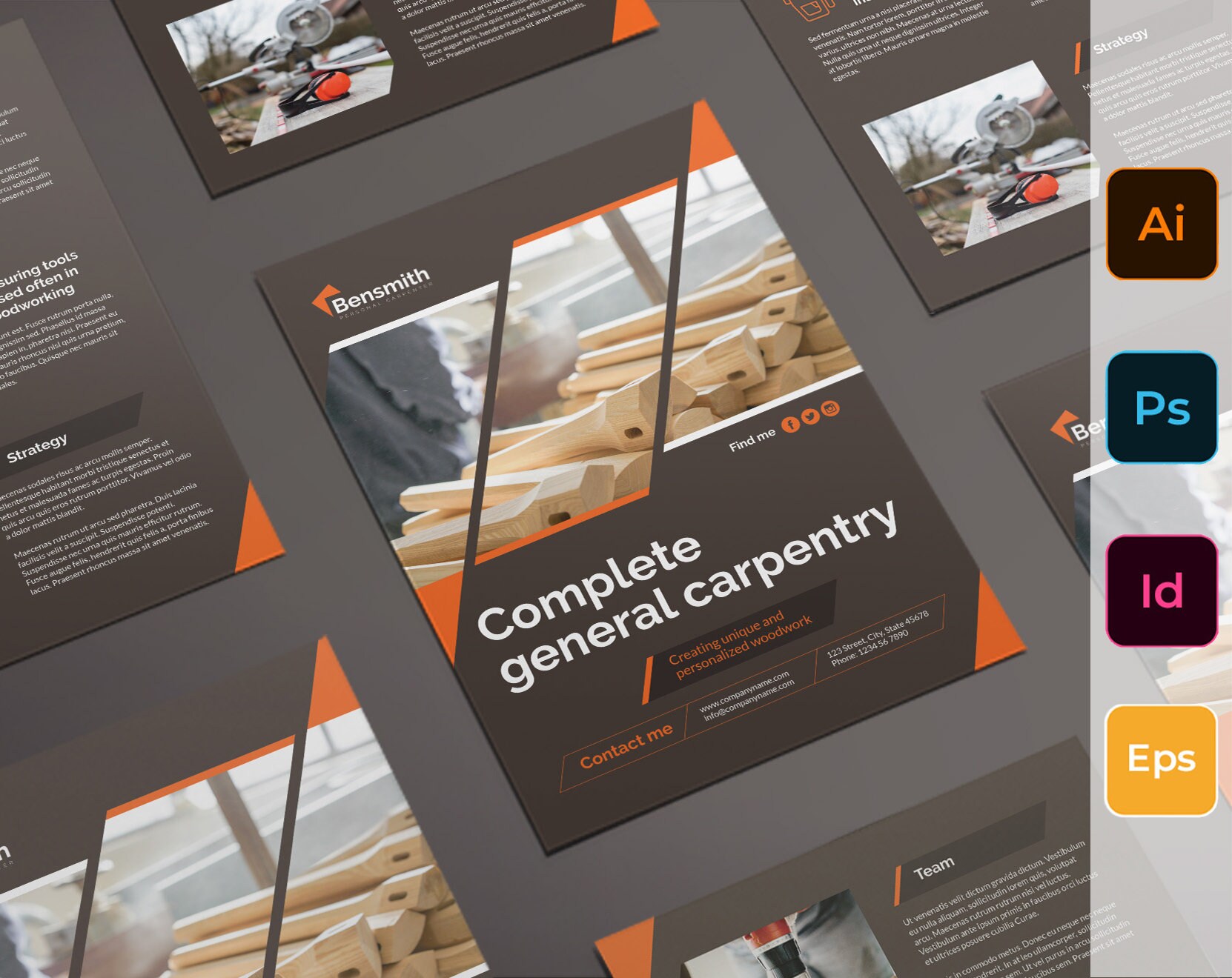 Carpenter Flyer Template Digital Download, Editable Template ...