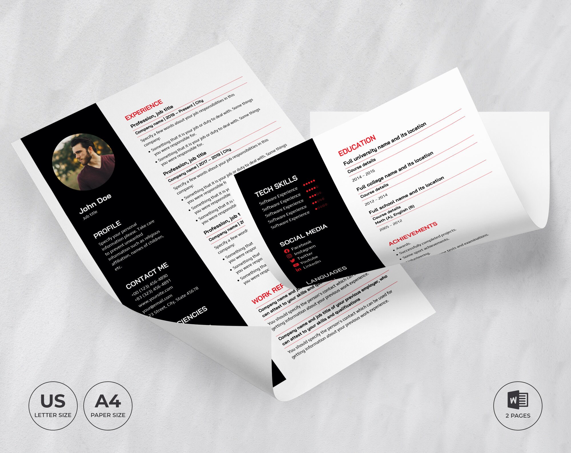 Personal Trainer Resume Template Word CV Template Simple, Resume ...