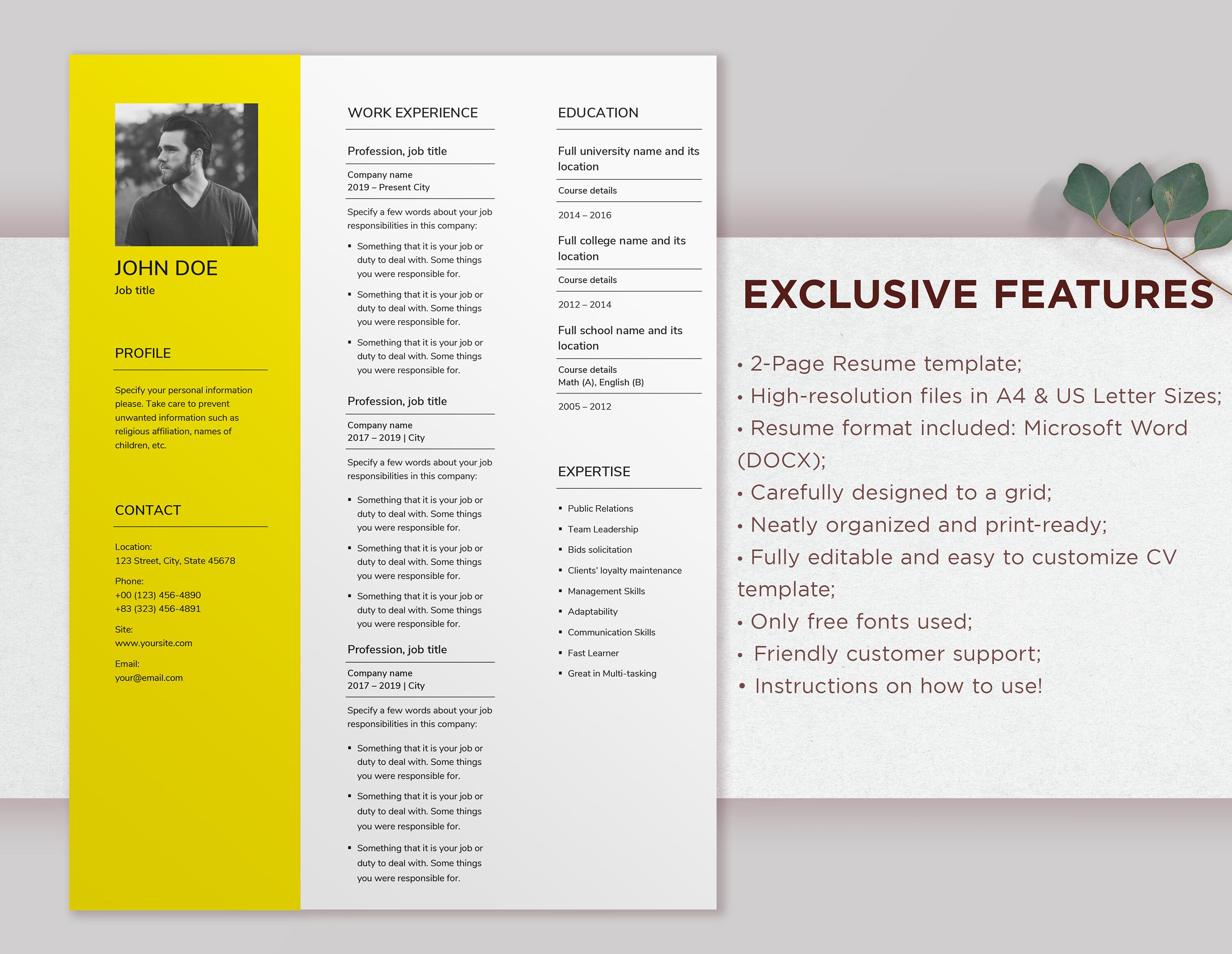 Barber Resume Template Word CV Template Professional - Etsy Australia