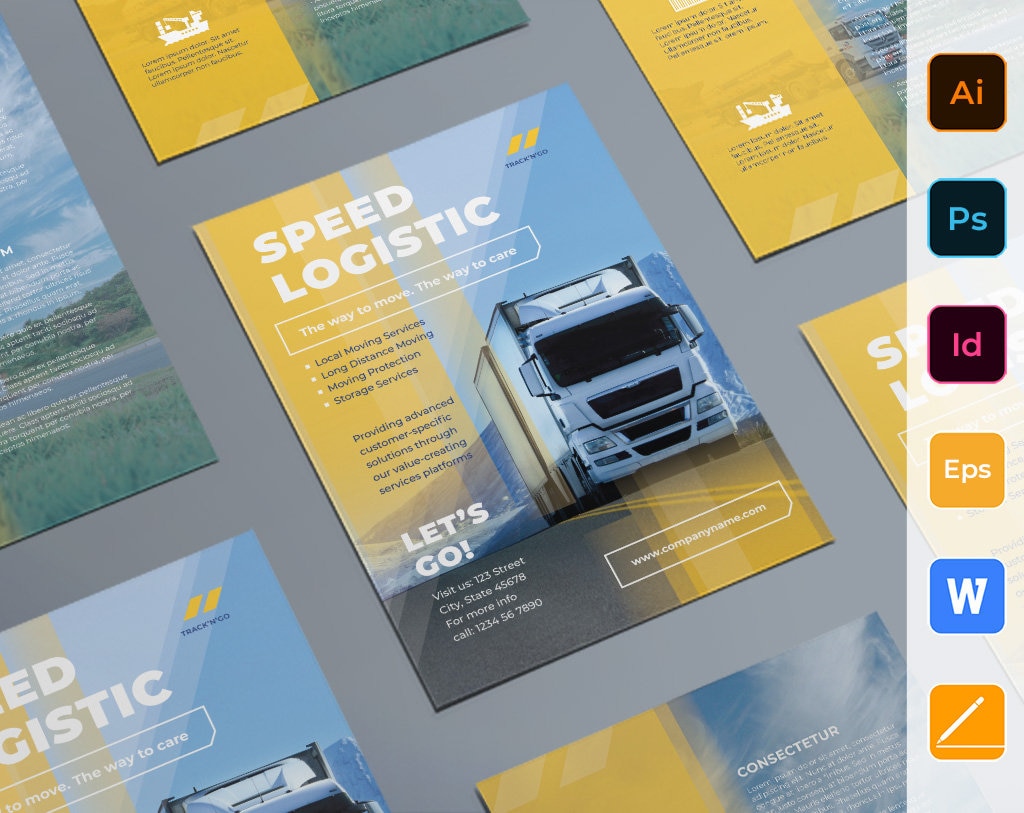 Trucking Logistics Flyer Template Instant Download Editable | Etsy