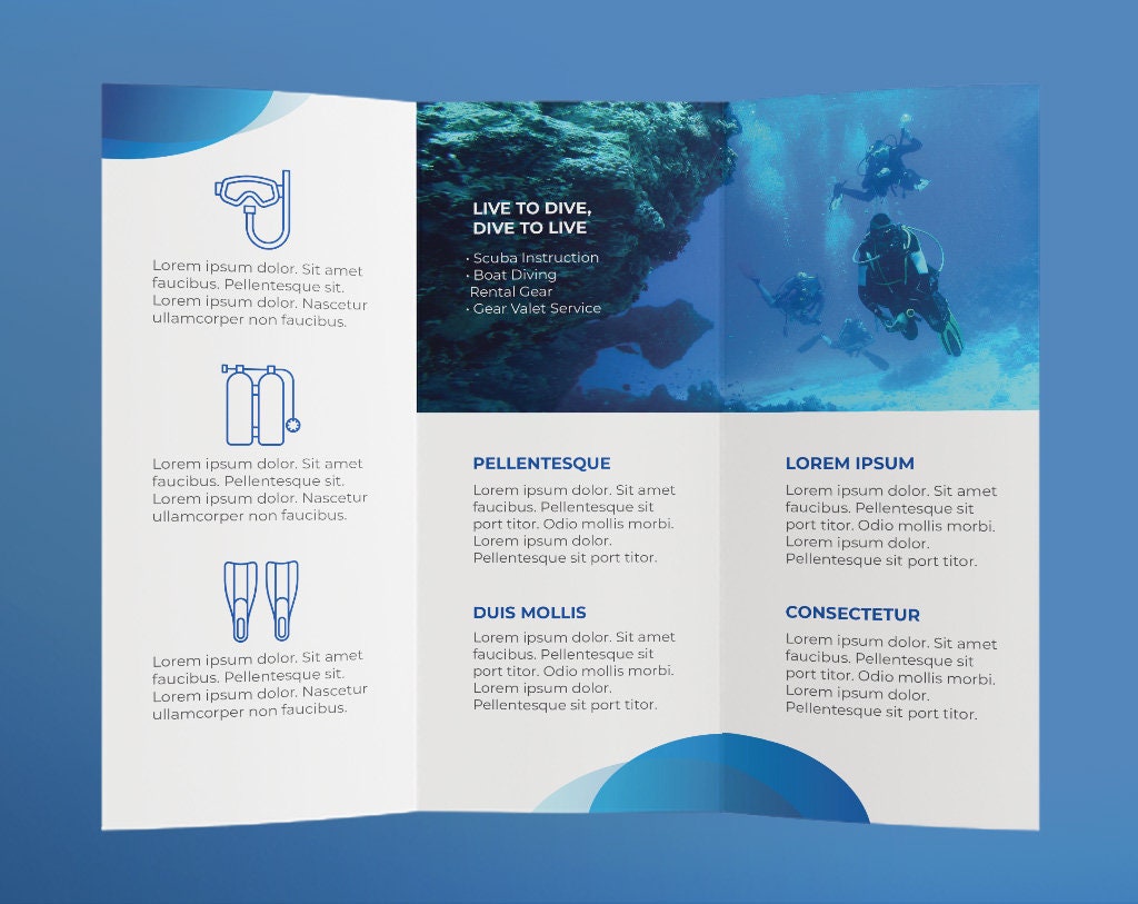 Scuba Diving School Print Pack Templates Digital Download, Editable ...