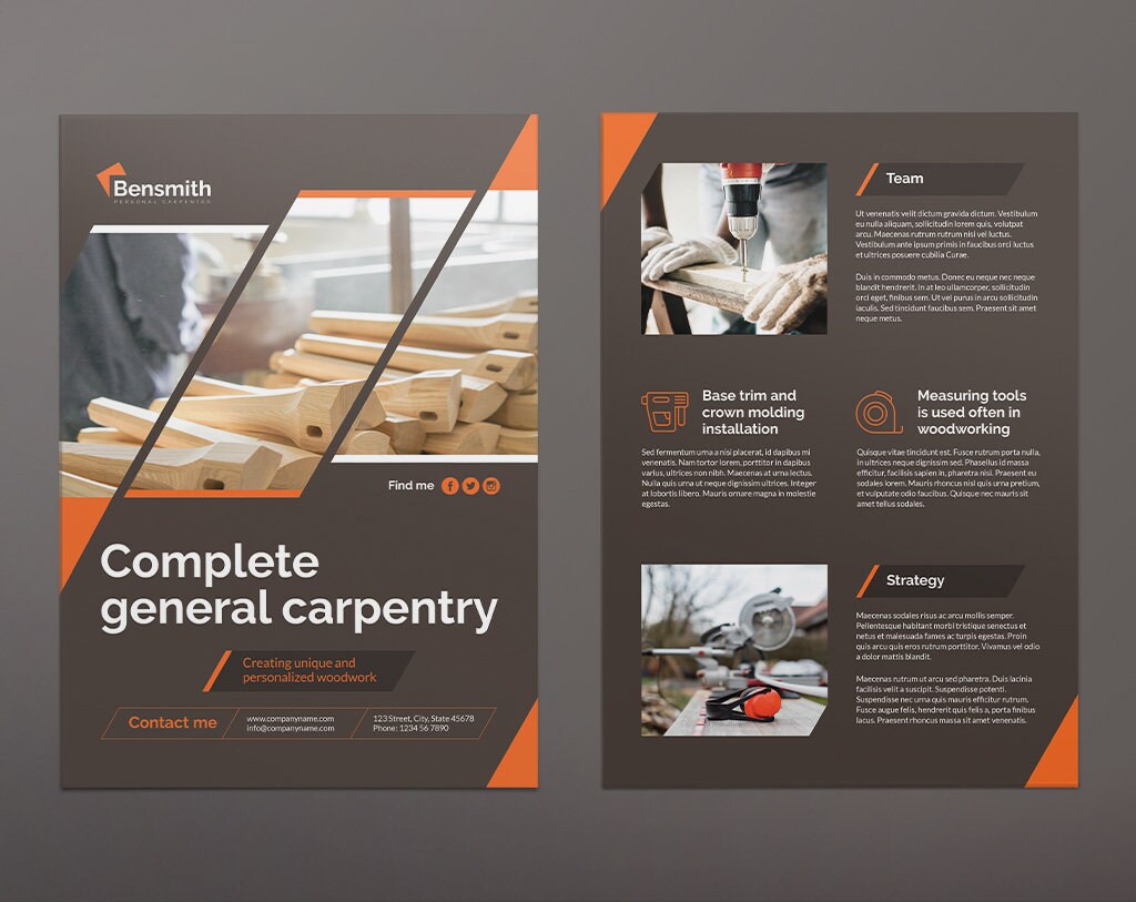 Carpenter Flyer Template Digital Download, Editable Template ...