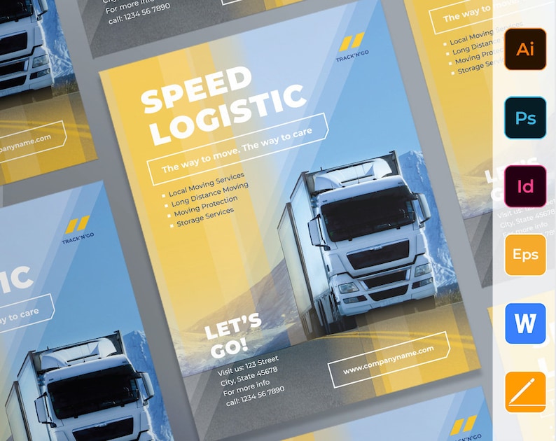 Trucking Logistics Poster Template Instant Download | Etsy