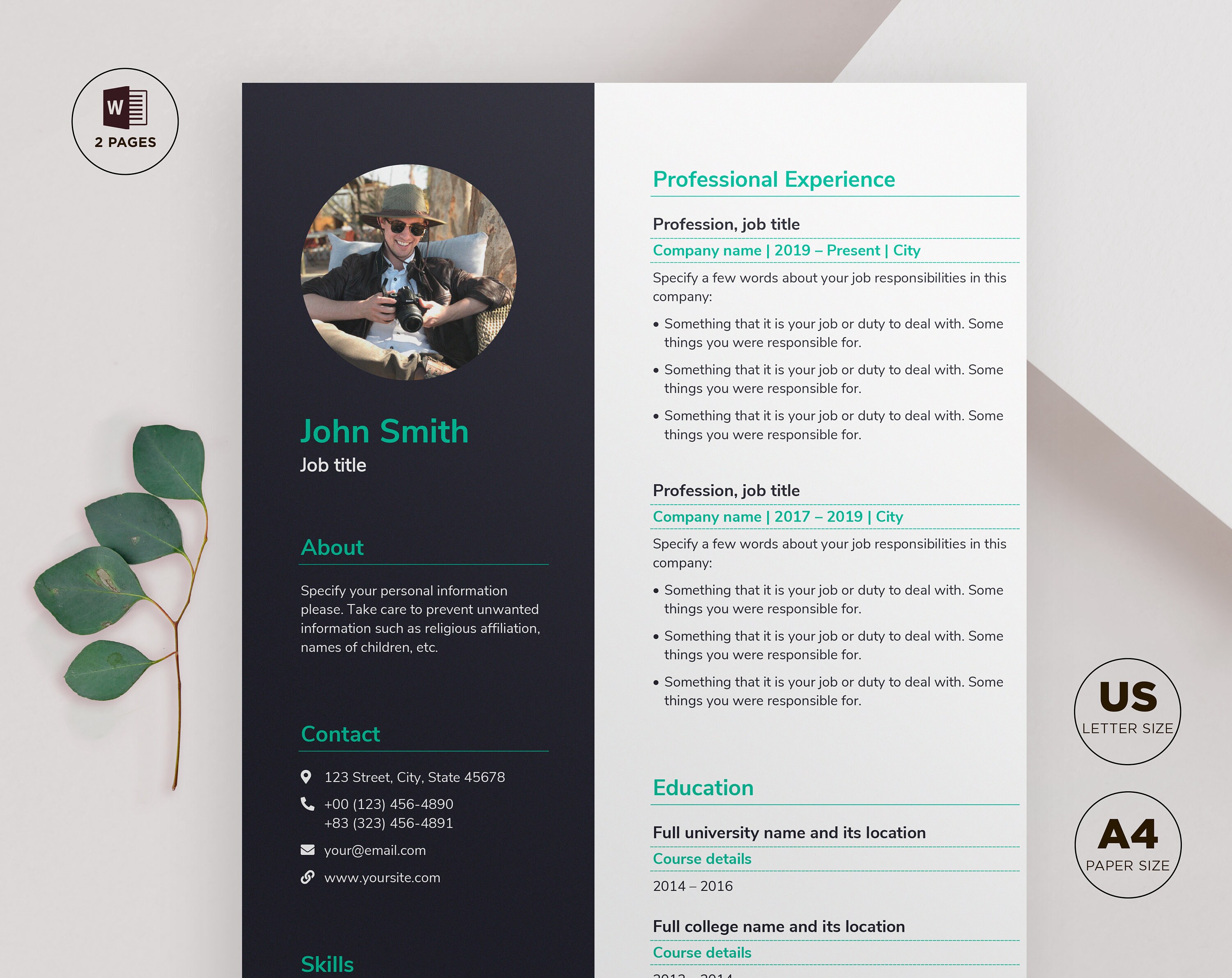 Travel Agent Resume Template Word CV Template Simple, Resume Template ...