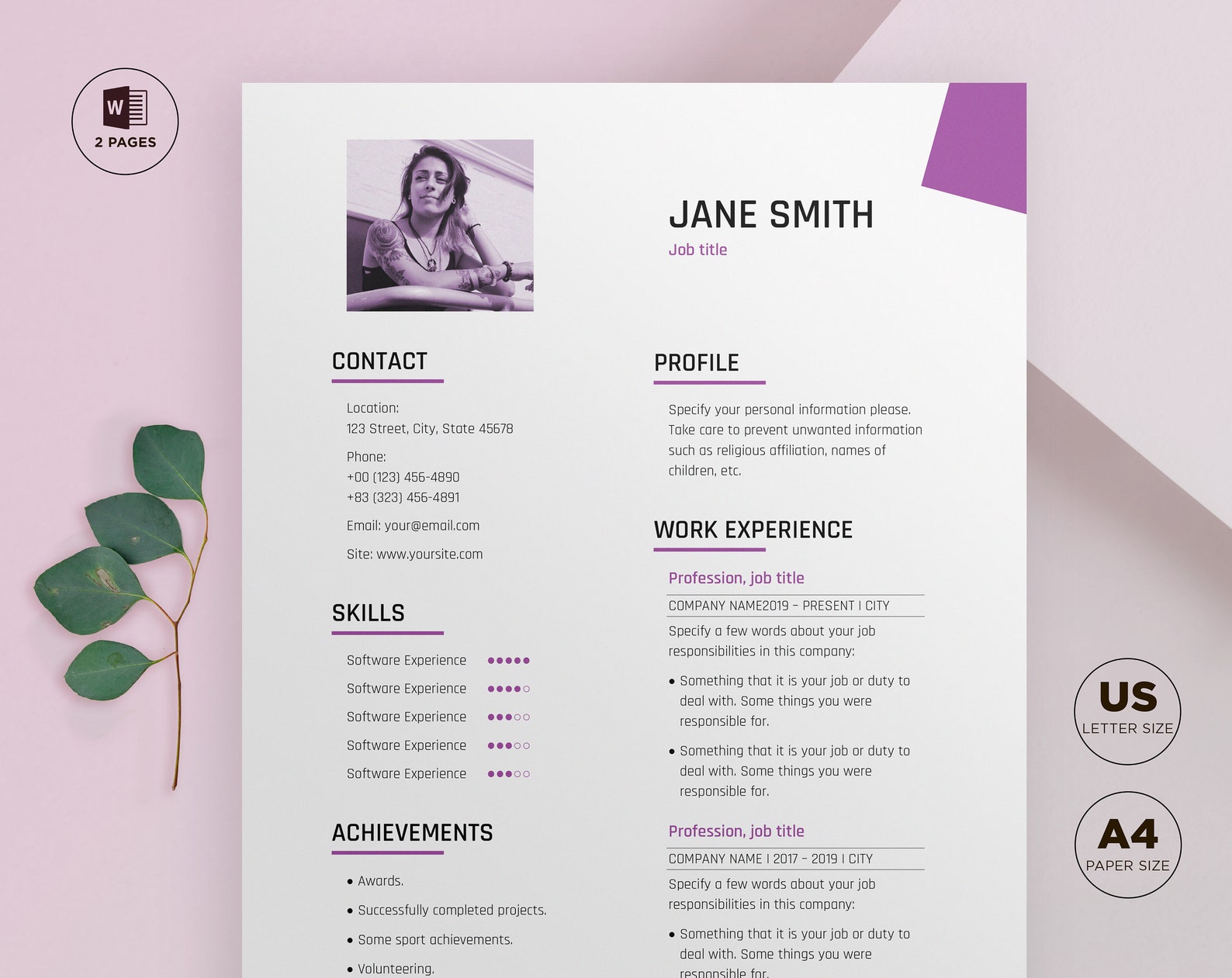 Music Teacher Resume Template Word CV Template Simple, Resume Template ...