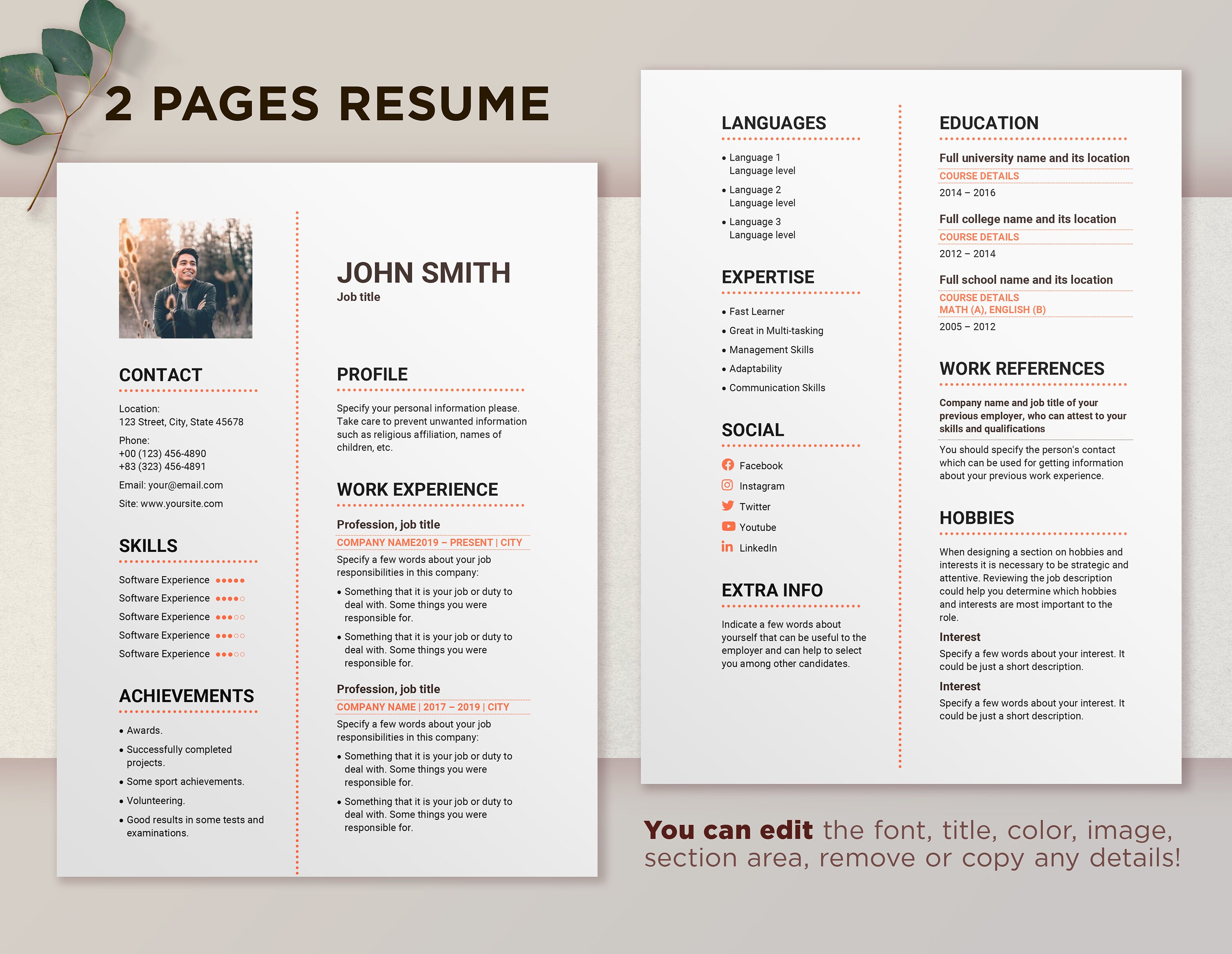 Restaurant Manager Resume Template Word CV Template Simple, Resume ...