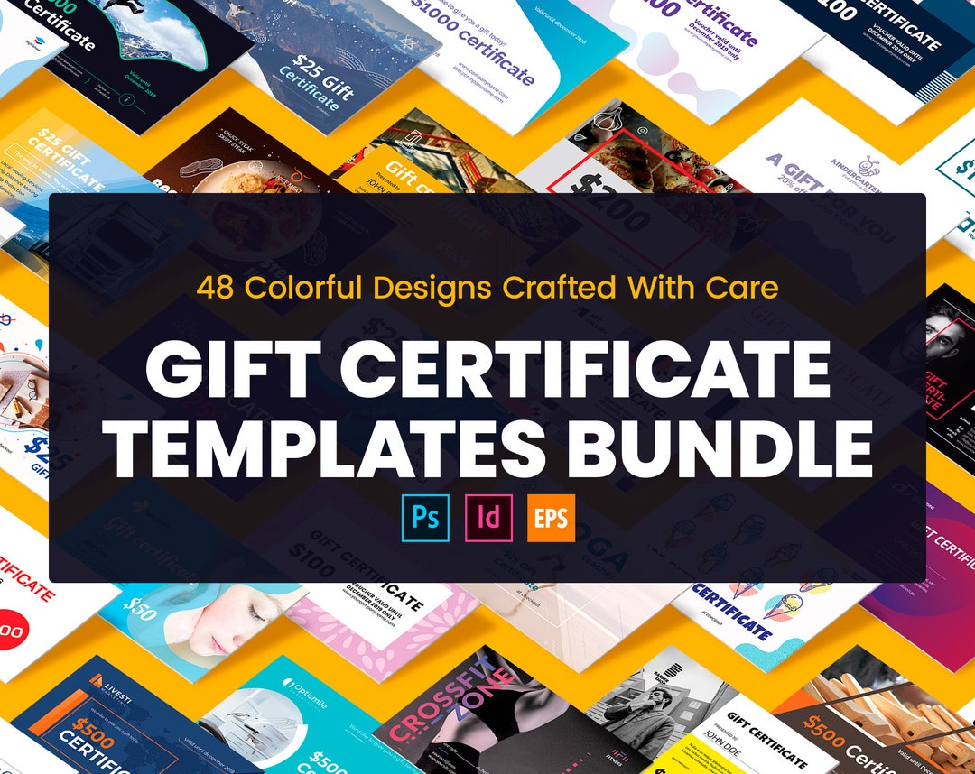 Gift Certificate Template Bundle Printable Gift Card Template Set - Etsy