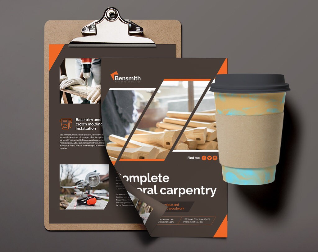 Carpenter Flyer Template Digital Download, Editable Template ...
