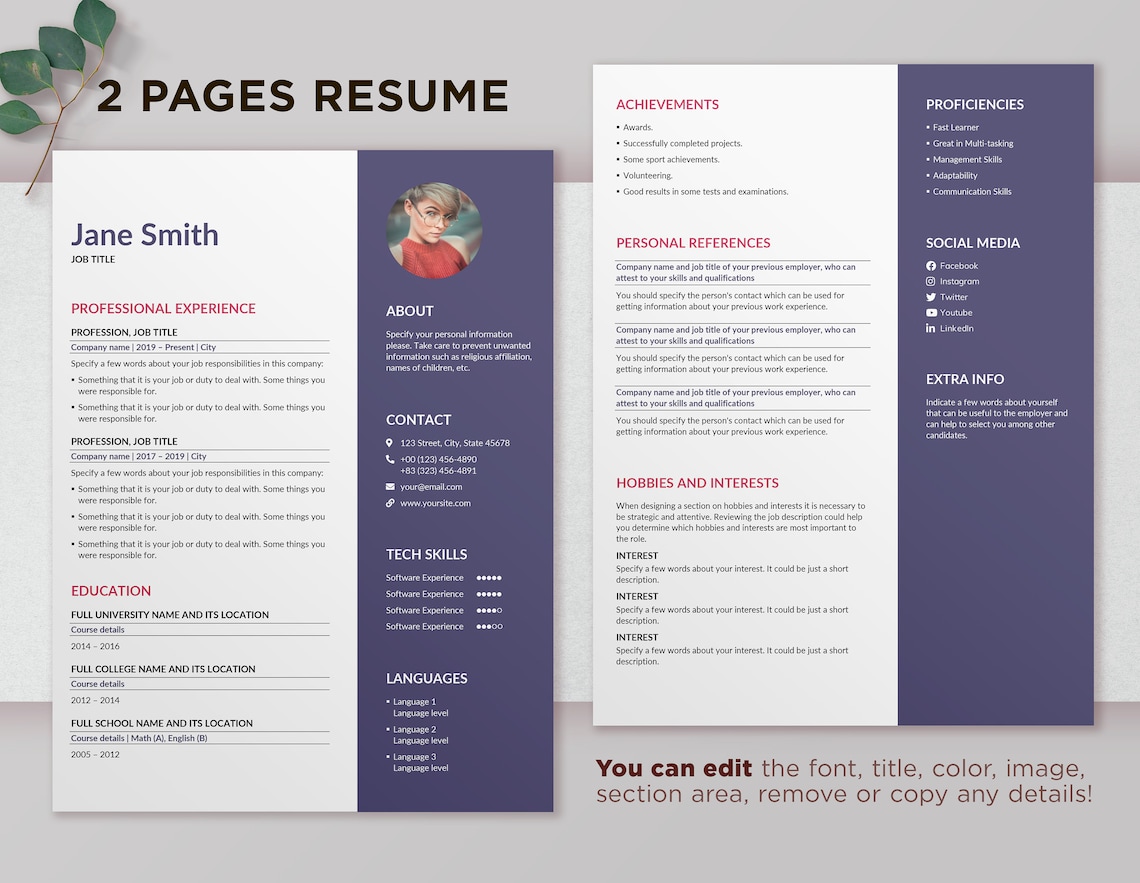 Nail Artist Resume Template CV Template Professional Resume Template ...