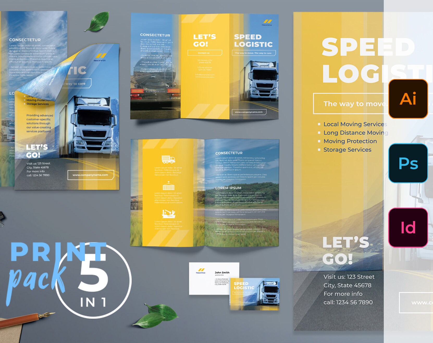 Trucking Logistics Print Pack Templates Digital Download, Editable ...