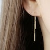14K Solid Gold Ball Threader Earrings: Minimalist Dangle Jewelry - Etsy
