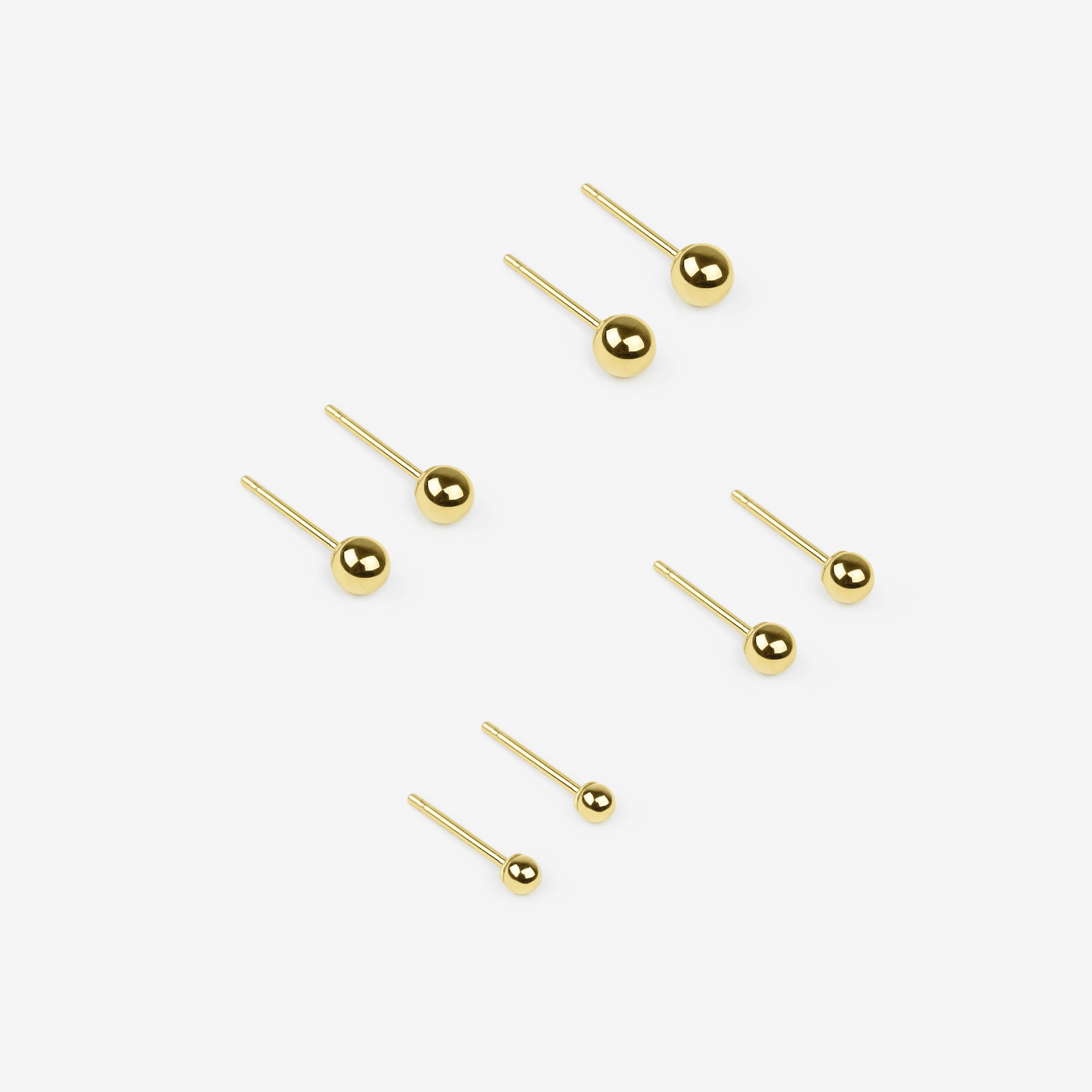 14k Solid Gold Small Ball Stud Earrings, Tiny Ball Stud Earrings ...