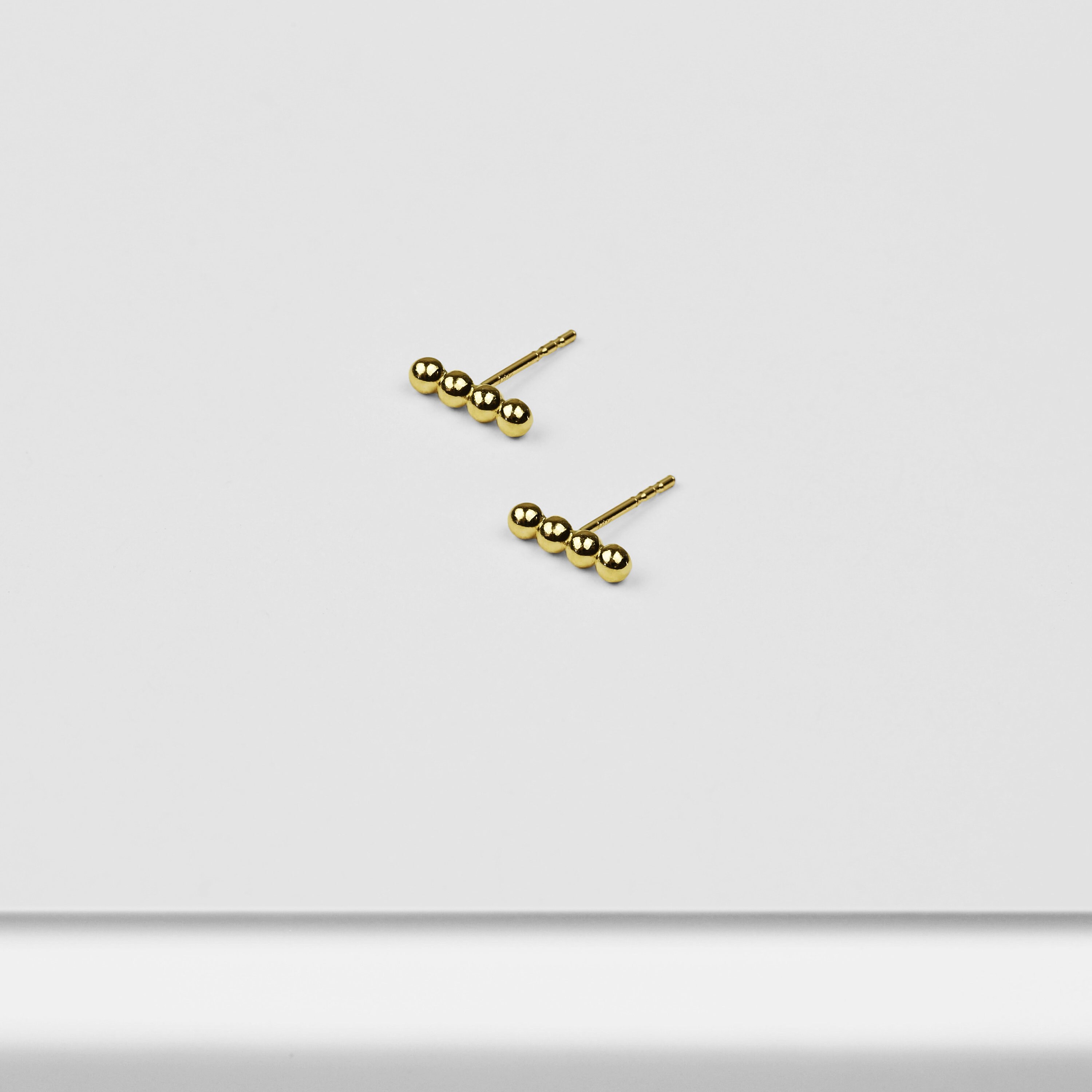 14k Solid Gold Ball Stick Stud Earring Minimalist Simple Gold | Etsy