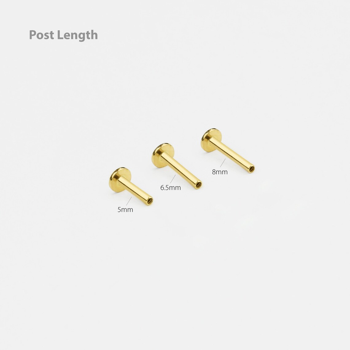 14k Solid Gold Tiny Geometric Internally Threaded Labret Stud - Etsy