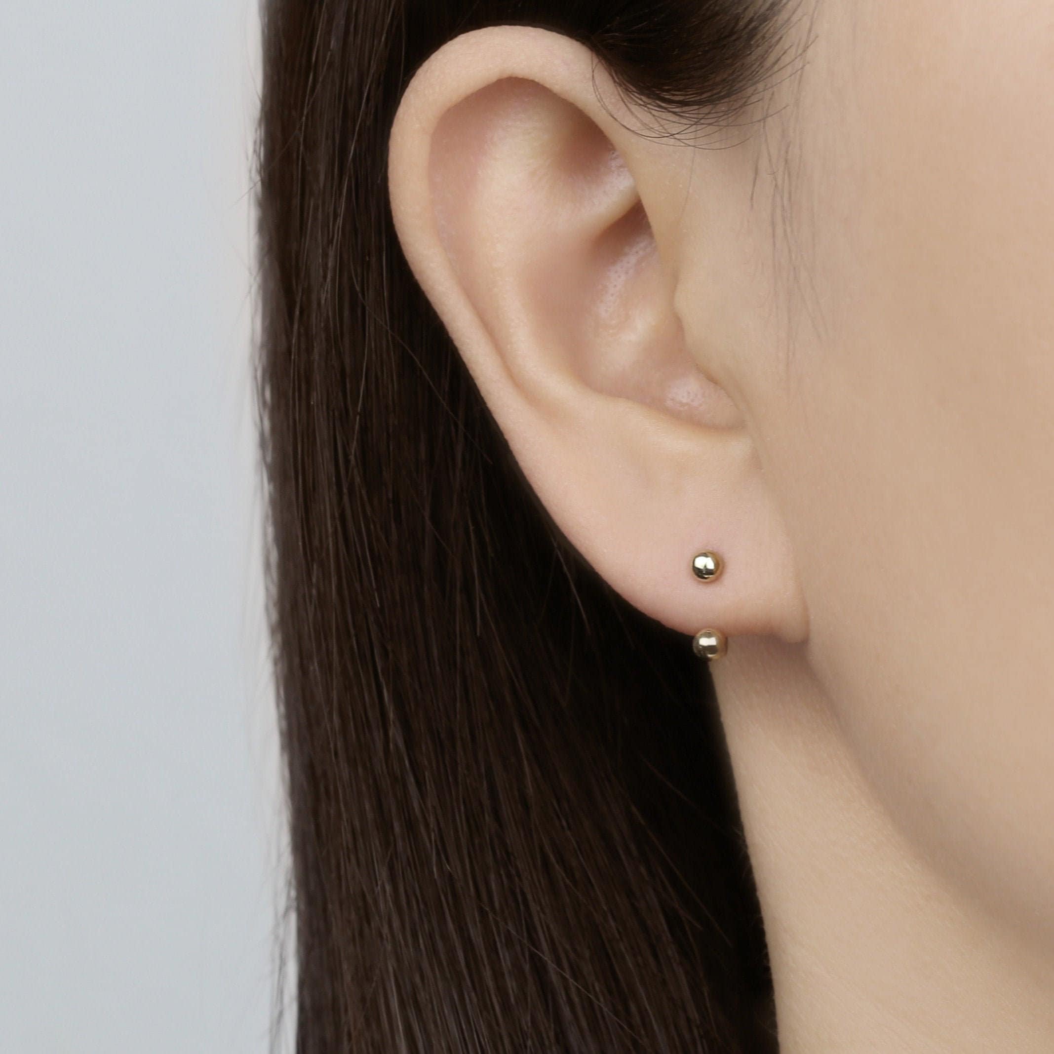 14k Solid Gold Multi-Way Ball Earring Ball Piercing Unique | Etsy