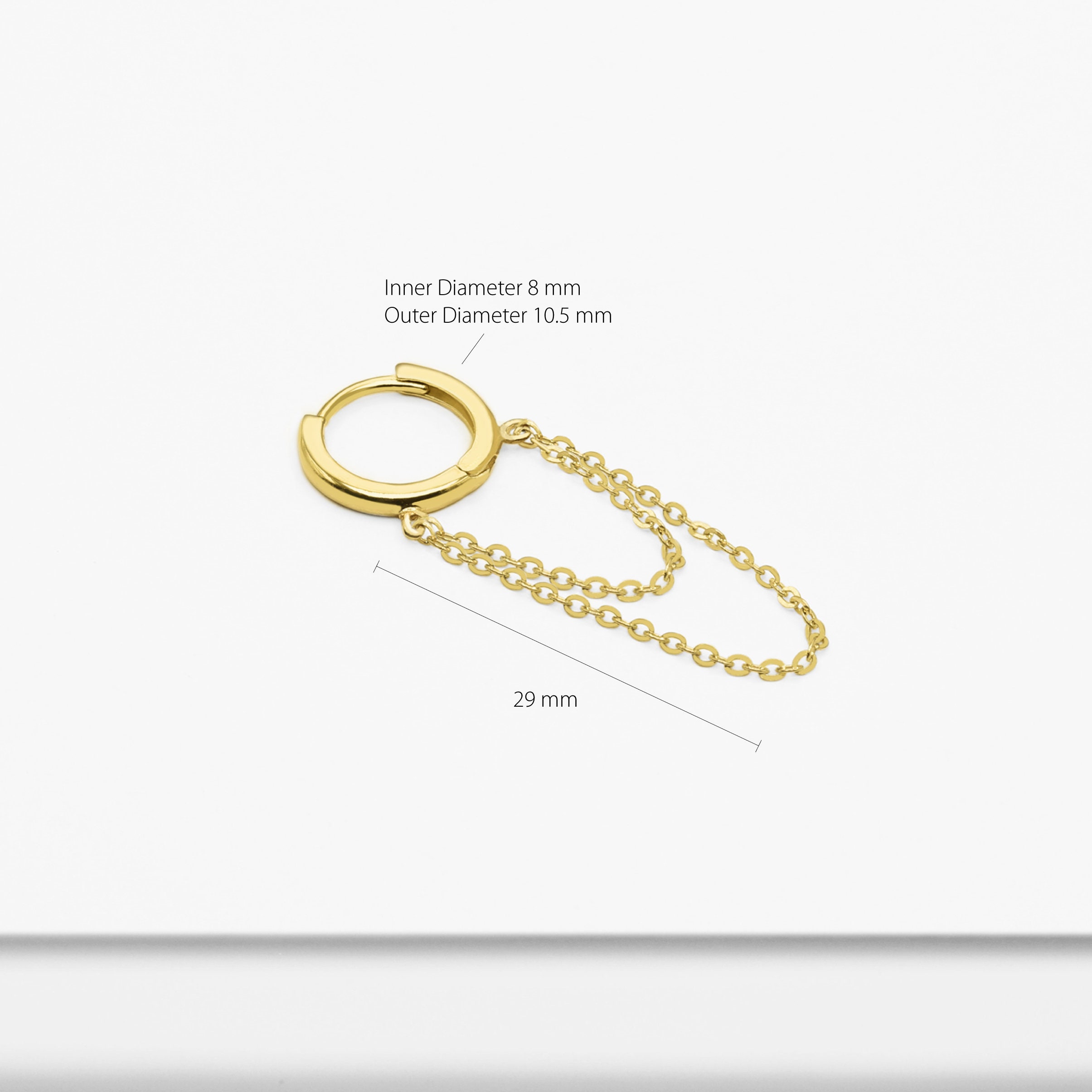 14k Solid Gold Double Chained Hoop Earring Drop Hoop Earring - Etsy