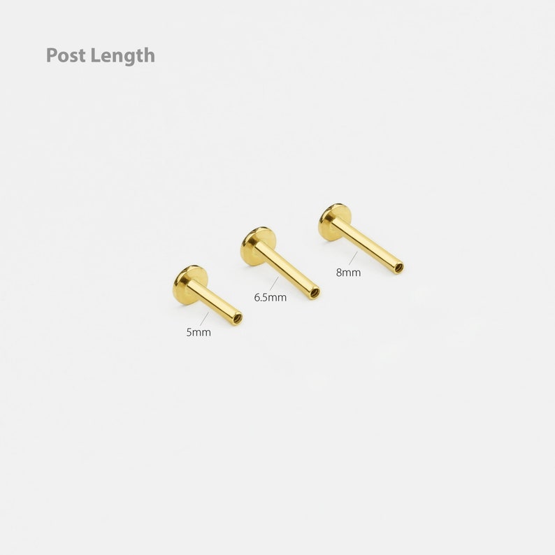 14k Solid Gold Triangle CZ Internally Threaded Labret Stud Earring ...
