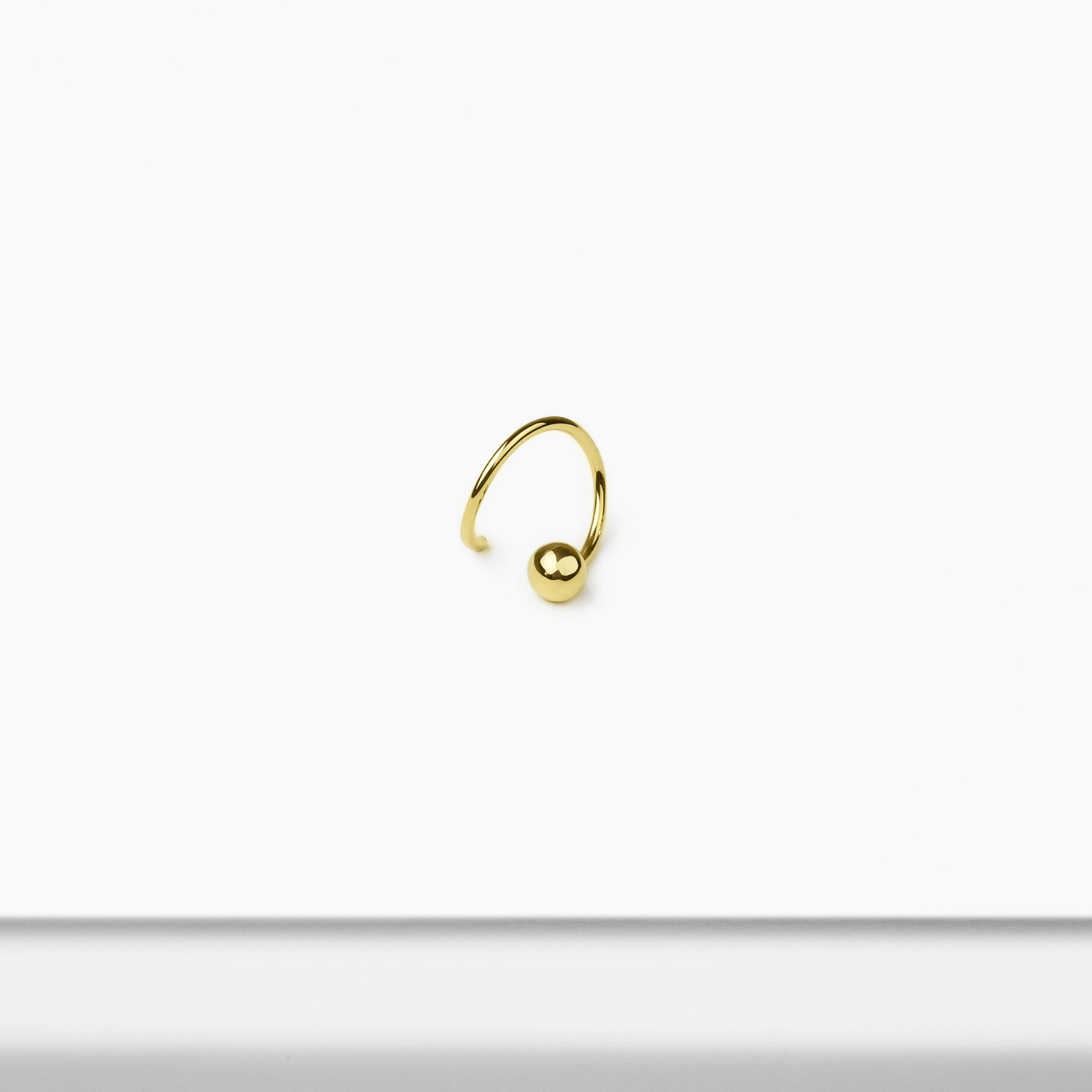 14k Solid Gold Spiral Ball Threader Earring,minimalist Earring,huggie ...