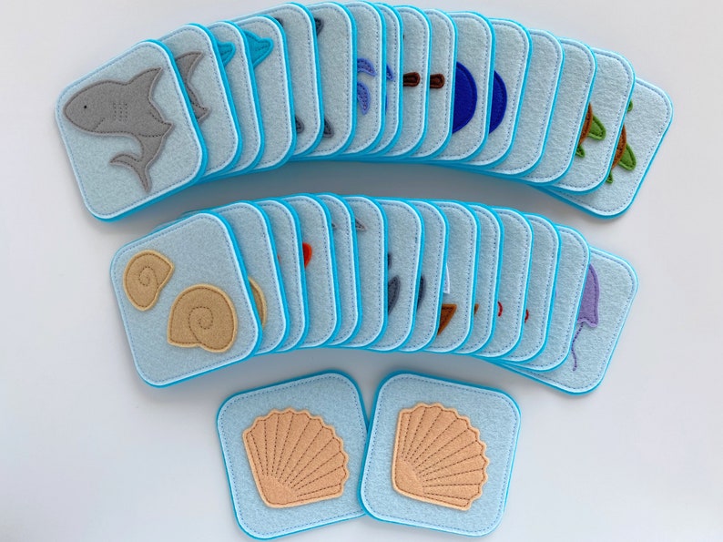 Sea Life Memory Game 16 Pairs Felt Cards - Etsy