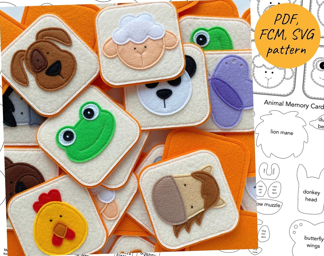 PDF FCM SVG Animal Memory Game Cards Sewing Pattern - Etsy