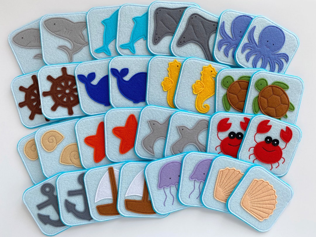 Sea Life Memory Game 16 Pairs Felt Cards - Etsy