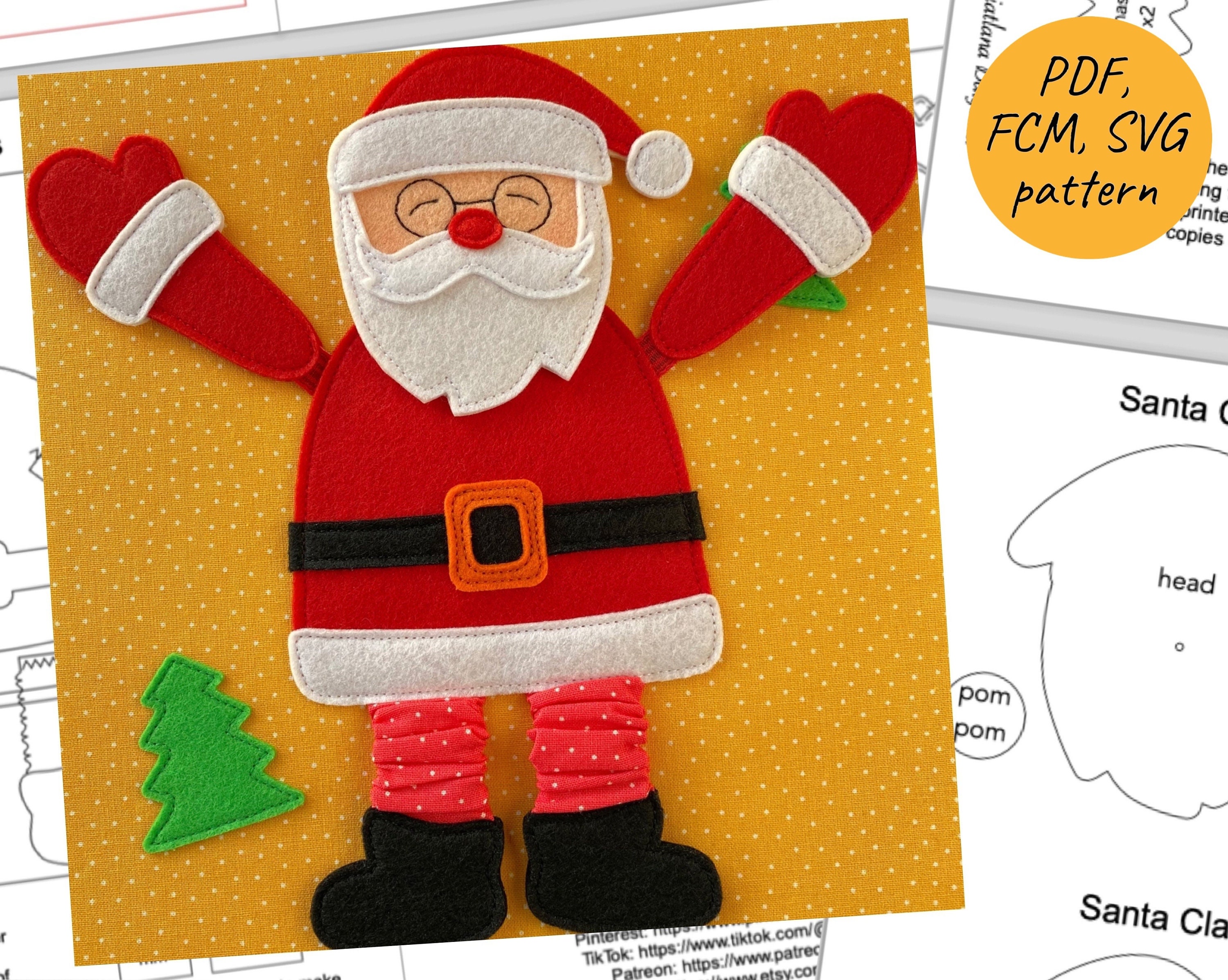 PDF, FCM, SVG Santa Claus Sewing Pattern + Instructions - Etsy