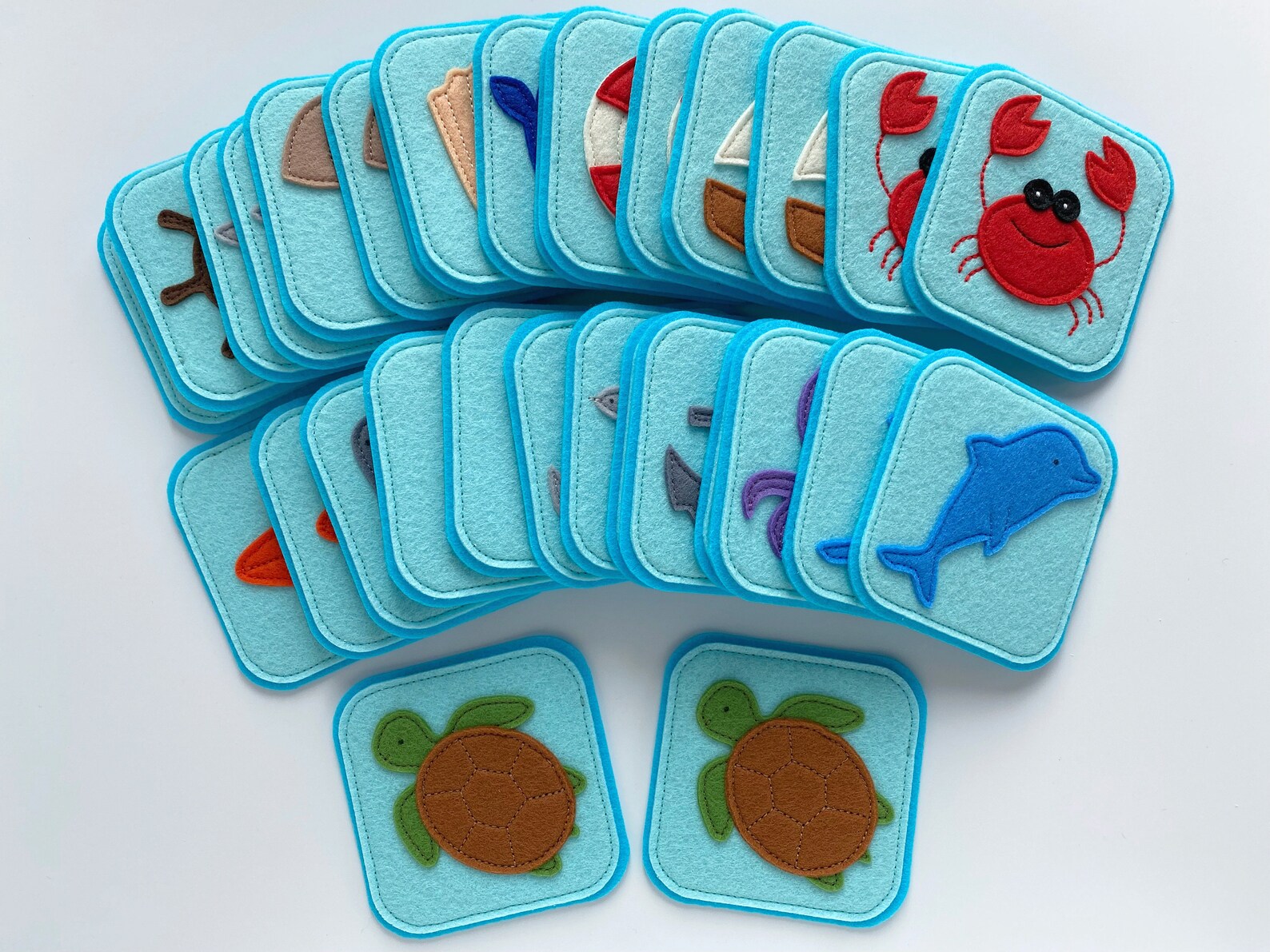 Sea Life Memory Game 16 Pairs Felt Cards - Etsy