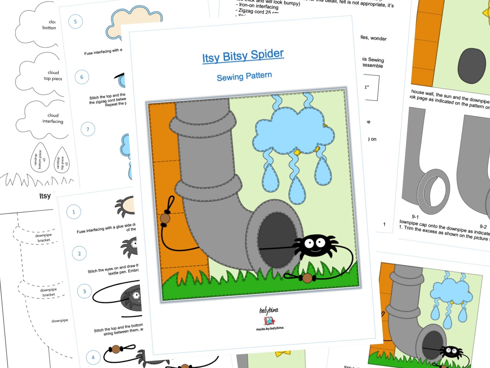 PDF, FCM, SVG Itsy Bitsy Spider Quiet Book Page Pattern + Instructions ...