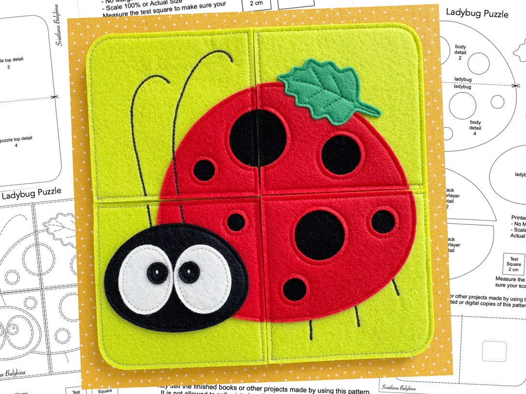 PDF, FCM, SVG Ladybug Puzzle Pattern + Sewing Instructions - Etsy