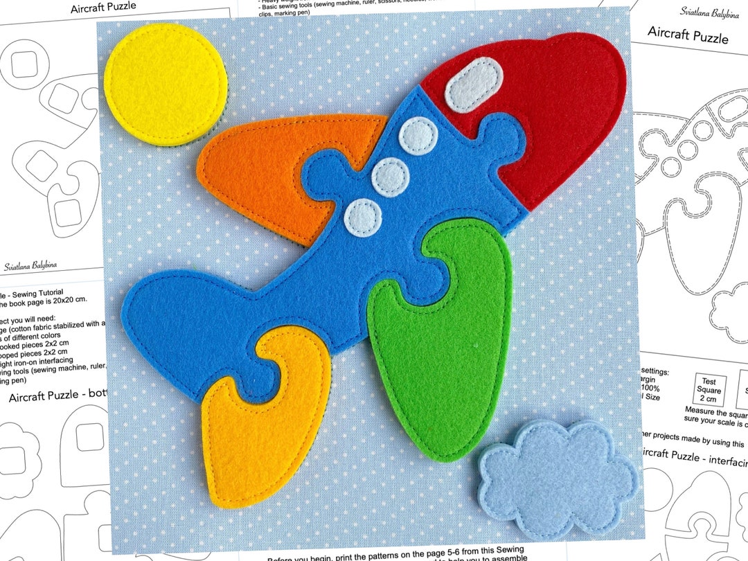 PDF, FCM, SVG Aircraft Puzzle Quiet Book Page Pattern + Instructions - Etsy