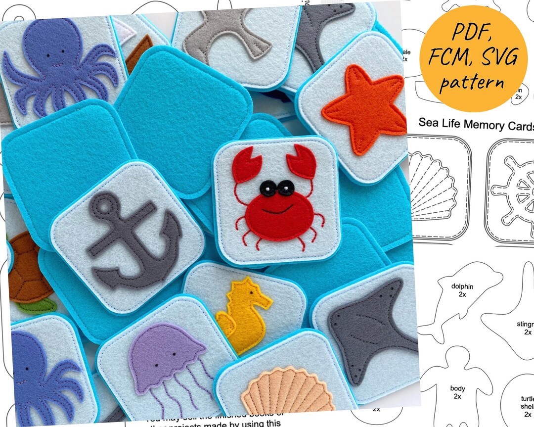 PDF FCM SVG Sea Life Memory Game Cards Sewing Pattern - Etsy